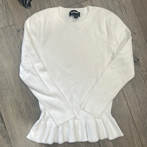 Express | Sweaters | Express White Peplum Sweater 34 Sleeve | Poshmark